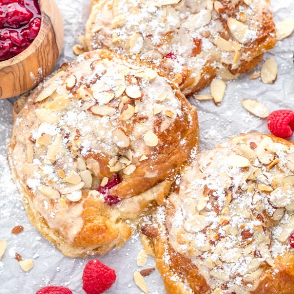 Almond Raspberry Stuffed Croissants | Easy Recipe | Mean Green Chef